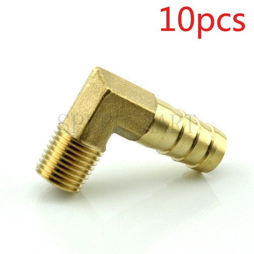 10x 1/4" DN8 Thread 12mm Barbed Brass L Type 2 Way Hose Fuel Hose ...
