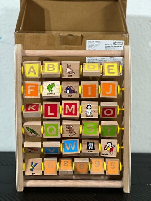 Wooden ABC-123 Abacus 36 Letter, Number Tiles Kids Learning Education ...
