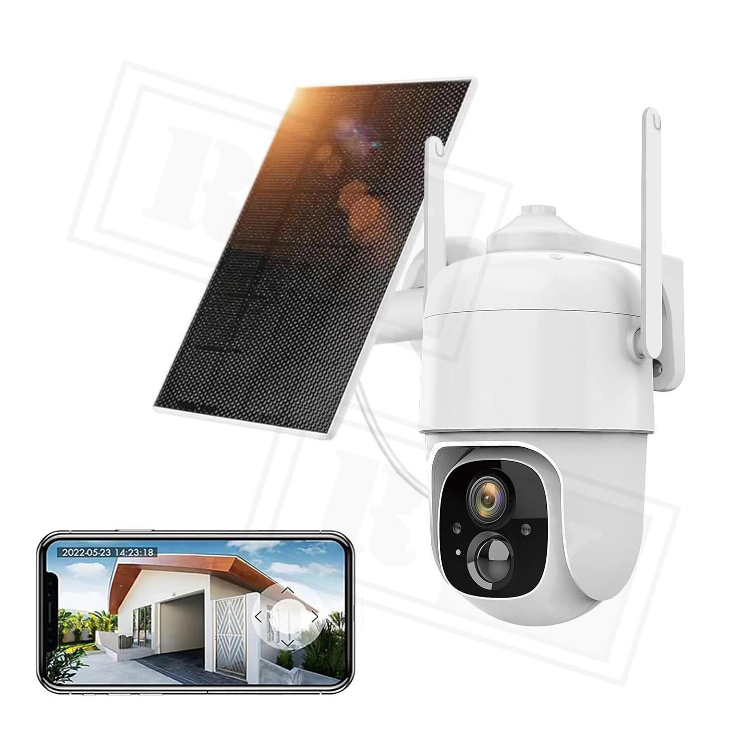 360°PTZ Solar Security Camera 1080P Wireless Wifi Outdoor Cam Human ...