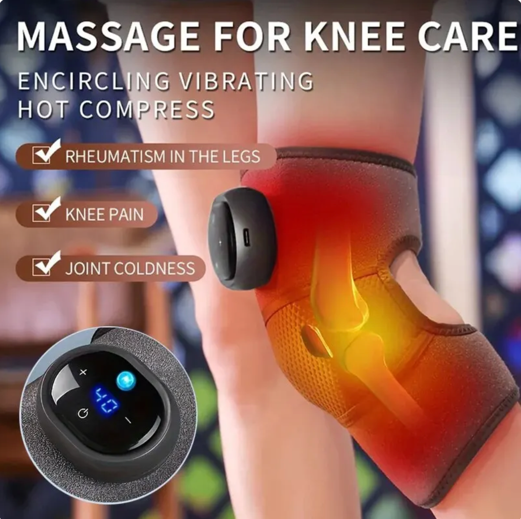 Knee Massager w/ Heat Infrared Therapy Relief Vibrating Compression LED ...
