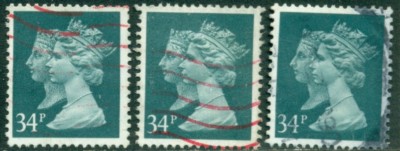 GREAT BRITAIN SG-1473, SCOTT # MH197 MACHIN, USED, 3 STAMPS, GREAT ...