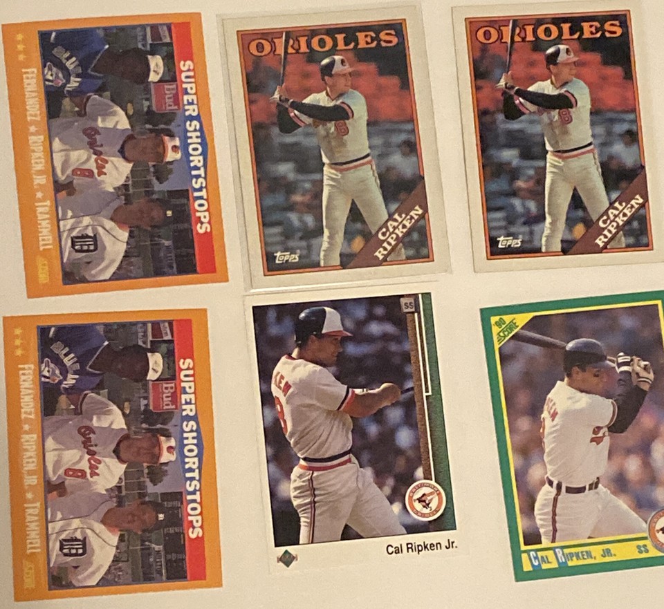 Cal Ripken Jr 8 Card lot- Rare Cards From The 80s And 90s Topps Orioles ...
