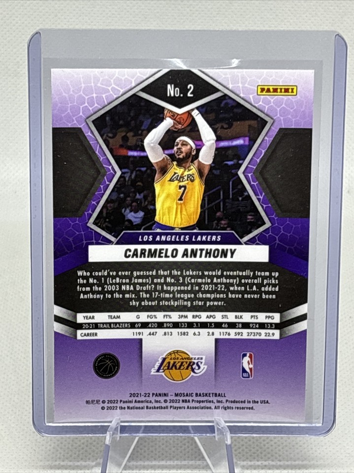2021-22 Panini Mosaic #2 Carmelo Anthony NBA FHOF NM+ | eBay