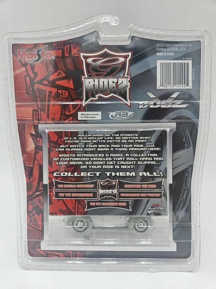Maisto Chopped VW Volkswagen Beetle Bug G Ridez V Bugz Green White 1:64 ...