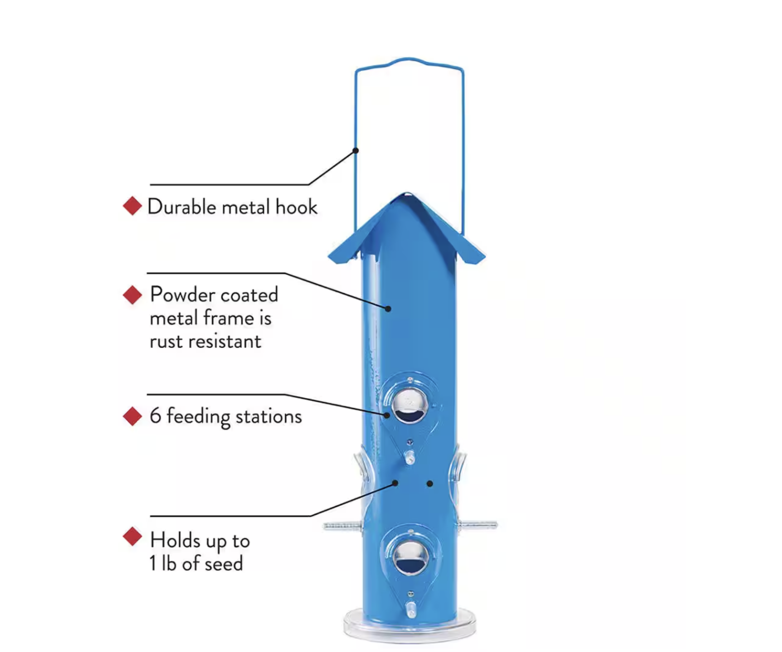 Blue Metal Tube Wild Bird Feeder with 1 lb. Seed Capacity | eBay