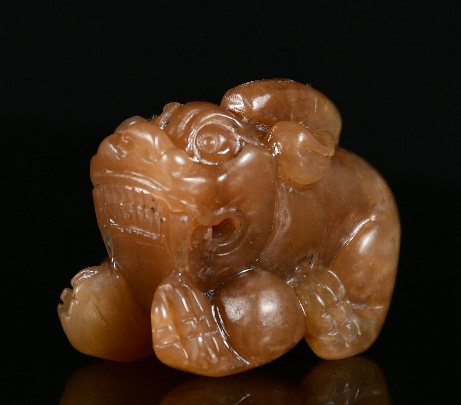 Unique Natural Hetian Jade Hand Carving Dragon Pixiu Beast Pendant ...