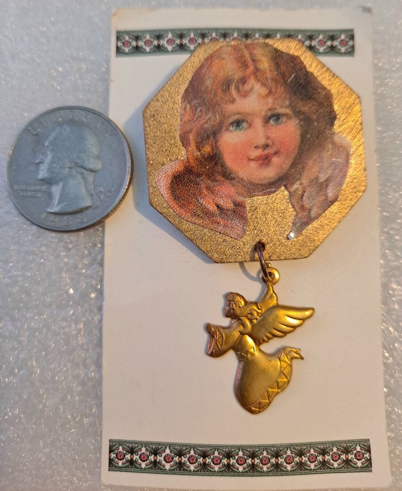 Artist Made Decoupage Angel Pins Lot 5 Different Angel Pins Dated "99 ...