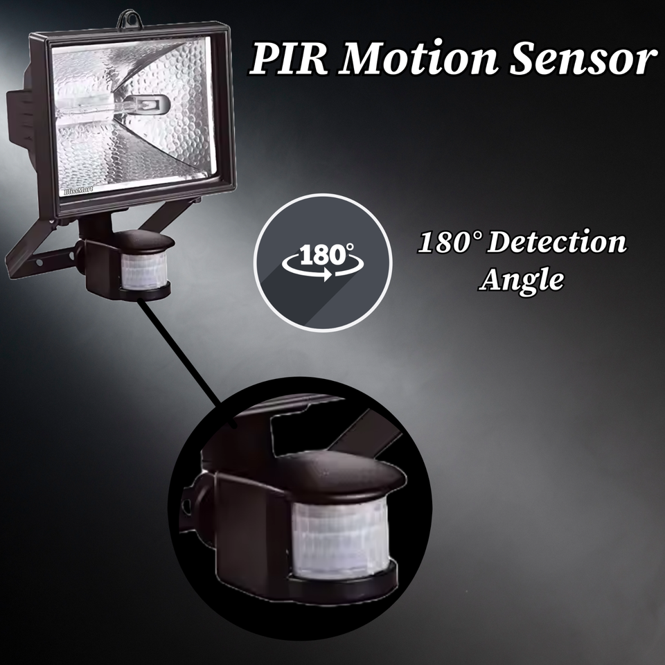 Motion Sensor Outdoor Security Floodlight Hard Wired Halogen Garden ...