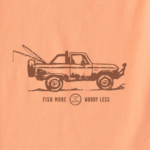 2XL Men's Life Is Good Fish More Worry Less Fishing Truck Orange SS ...