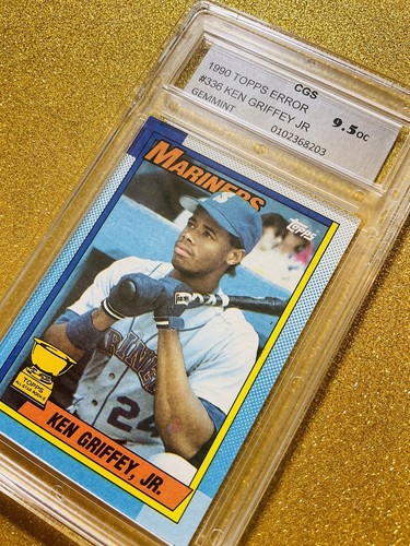 KEN GRIFFEY JR ERROR BLOODY SCAR (ALL-STAR RC LOGO) 1990 TOPPS CGS 9.5 ...