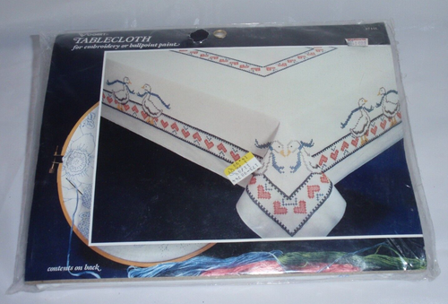 Vogart Country Goose Tablecloth Embroidery Cross Stitch Ballpoint Paint ...