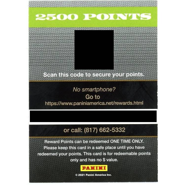 2500 Panini Rewards Points Unredeemed | eBay