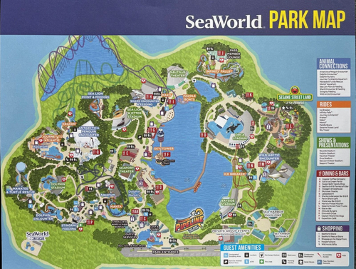 2023 Sea World Orlando Park Guide Map + Sea World and Discovery Cove ...