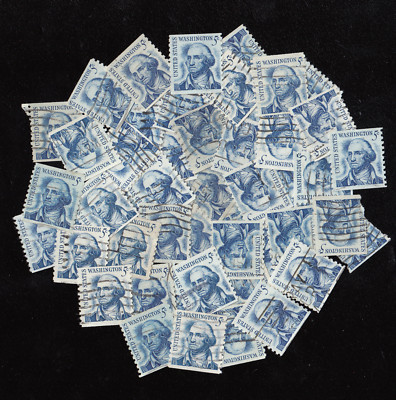 Postage Stamps for Crafting: 1966 5¢ George Washington, Blue; 50 USED ...