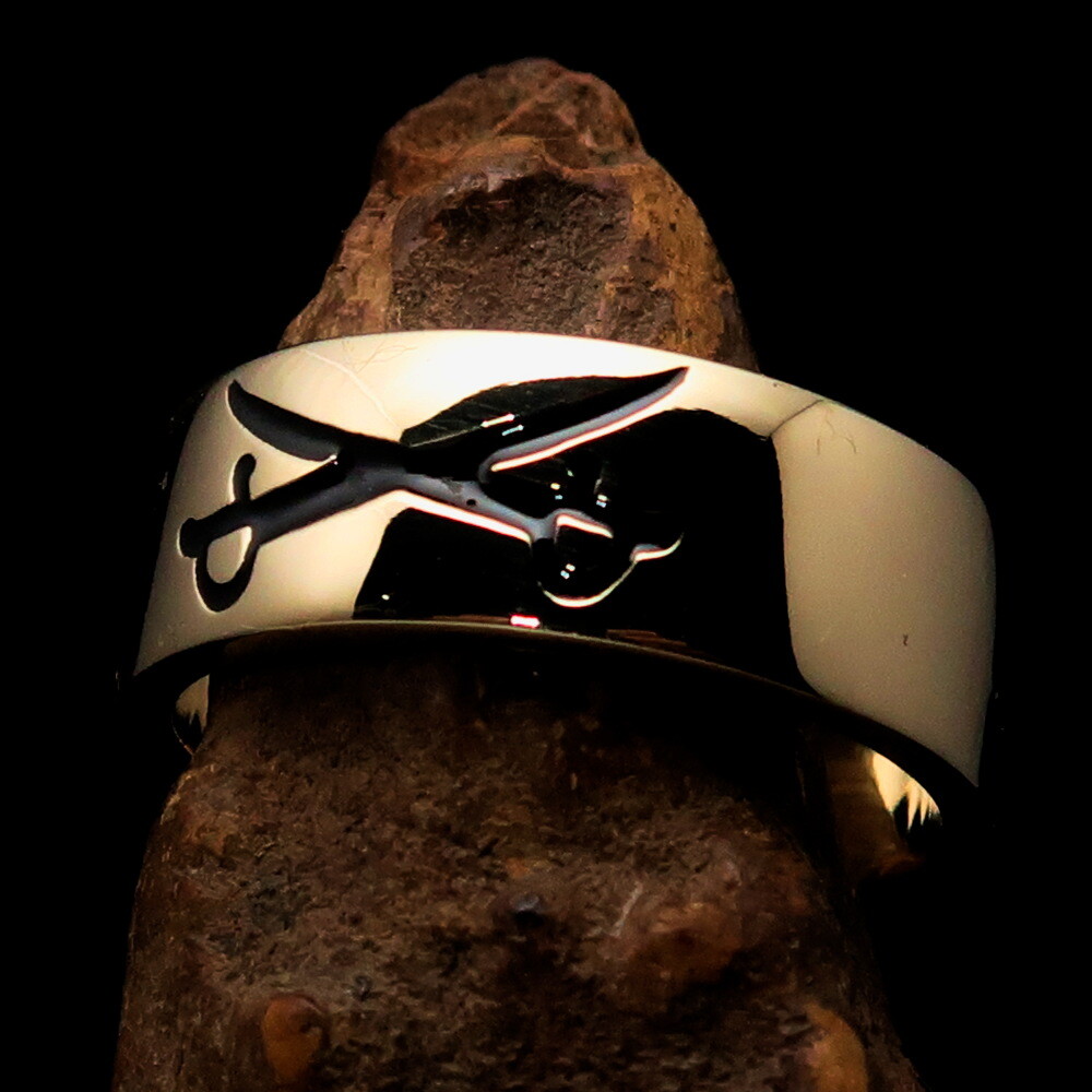 CROSSED SABER RING,MENS YANKEE BAND RING, SWORDS RING, SABRES BLACK ...