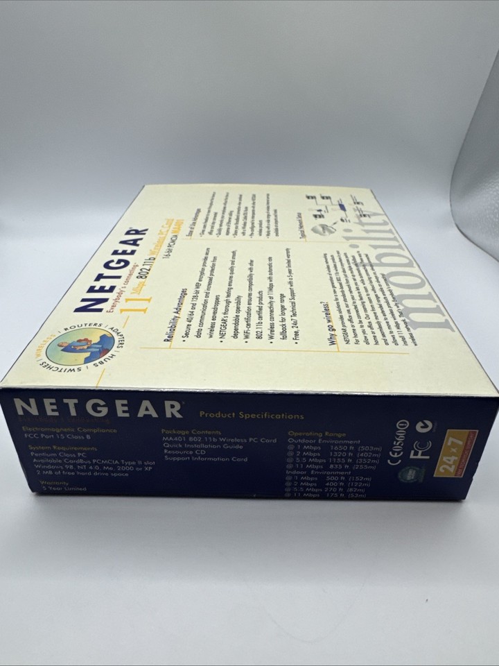 Netgear 802.11b Wireless PC Card 16-Bit PCMCIA Model MA401 11Mbps With ...