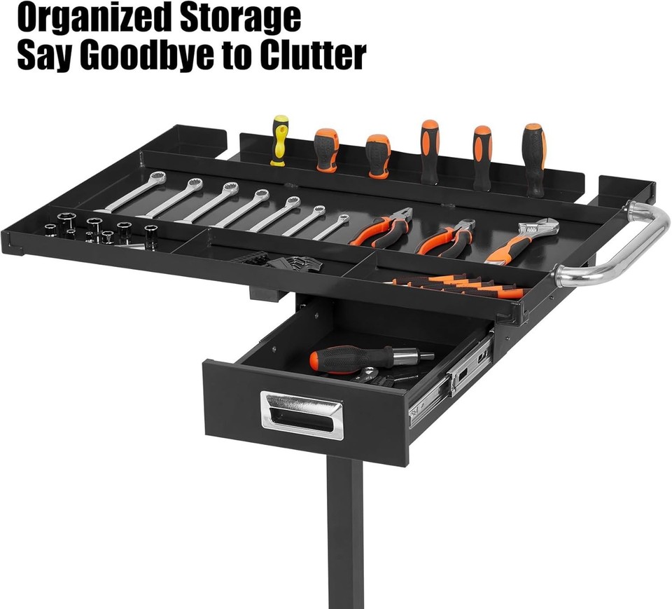 Adjustable Height Mobile Work Table 300Lbs Mobile Rolling Tool Table ...