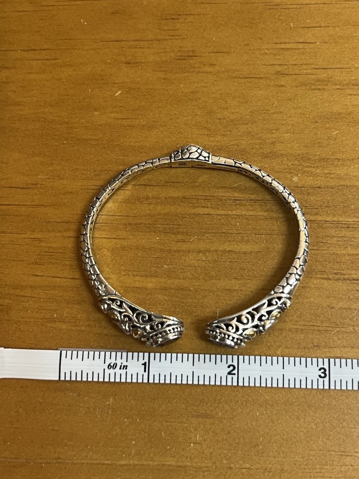 Robert Manse 18K Gold & Sterling Silver Garnet Ornate Hinged Cuff ...