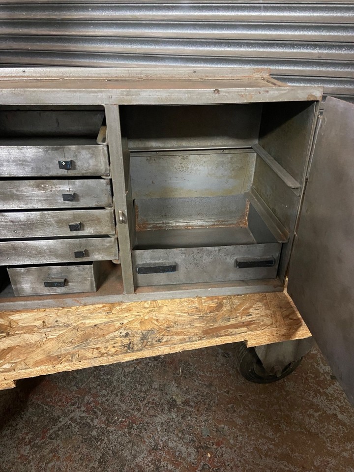 Vintage Industrial Metal Engineers Tool Cabinet Drawers Storage | eBay UK