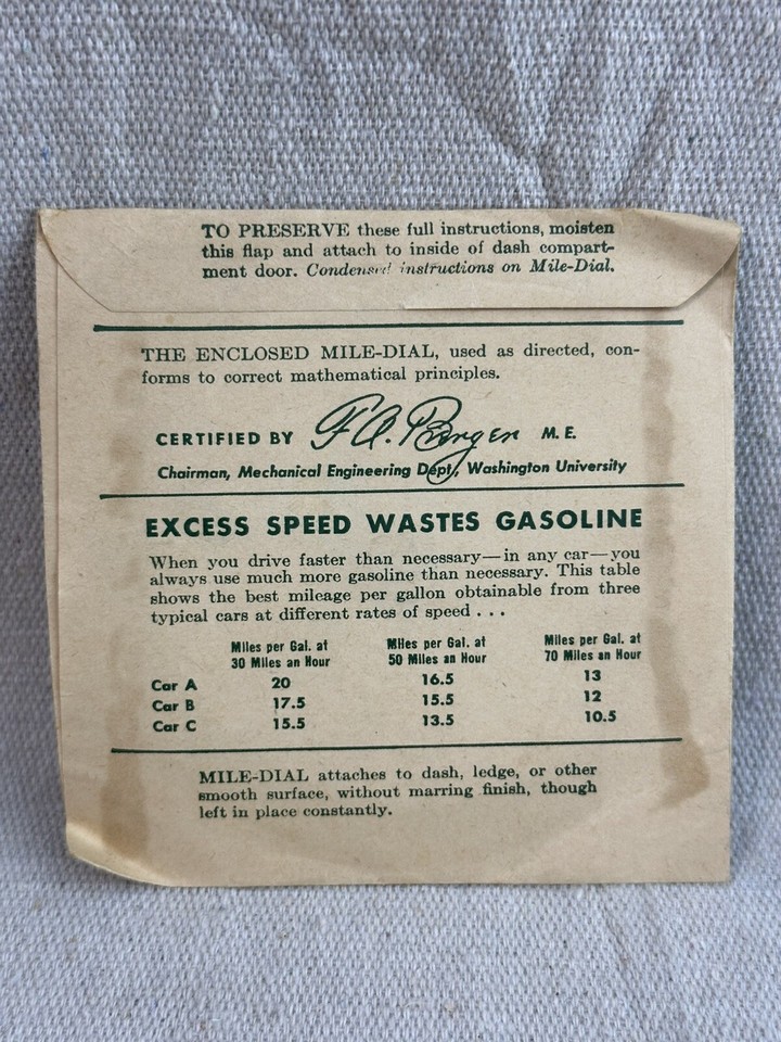 PP1 1940 CONOCO Mile-Dial Milage Calculator ~ Sealed | eBay