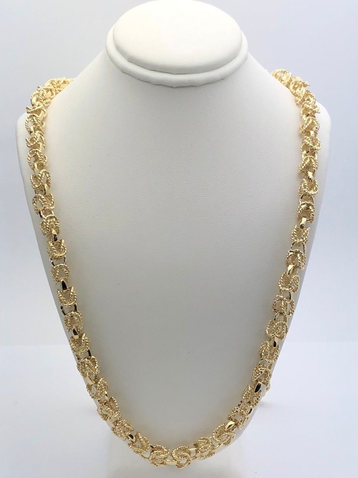 14k Yellow Gold Solid Turkish Link Chain Necklace 22" 7mm 75 grams | eBay