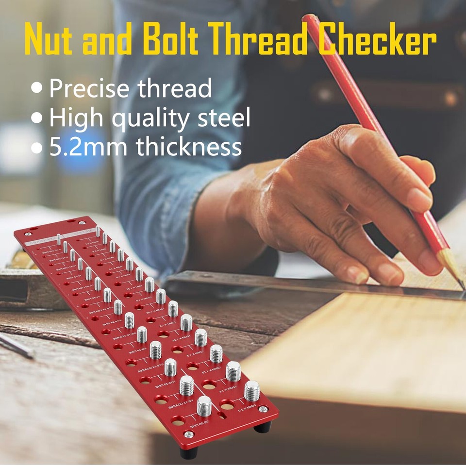 28 Nut and Bolt Inch and Metric Thread Checker Screw Thread Identifier ...
