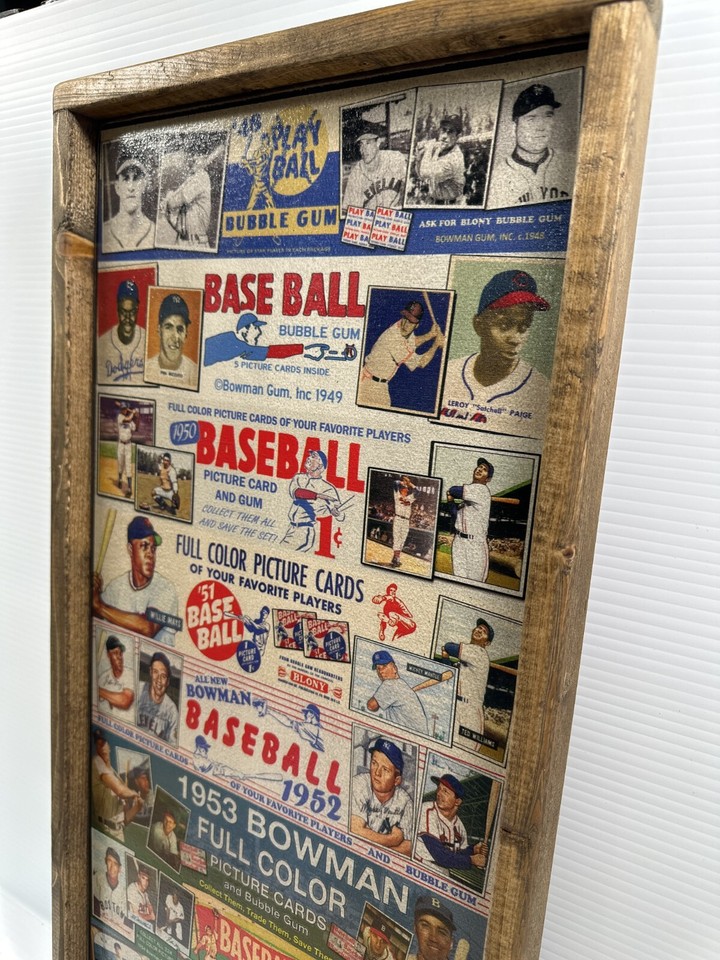 1948 - 1955 Bowman Antique Style Art Wood Baseball Card Set Sign 12x24 ...