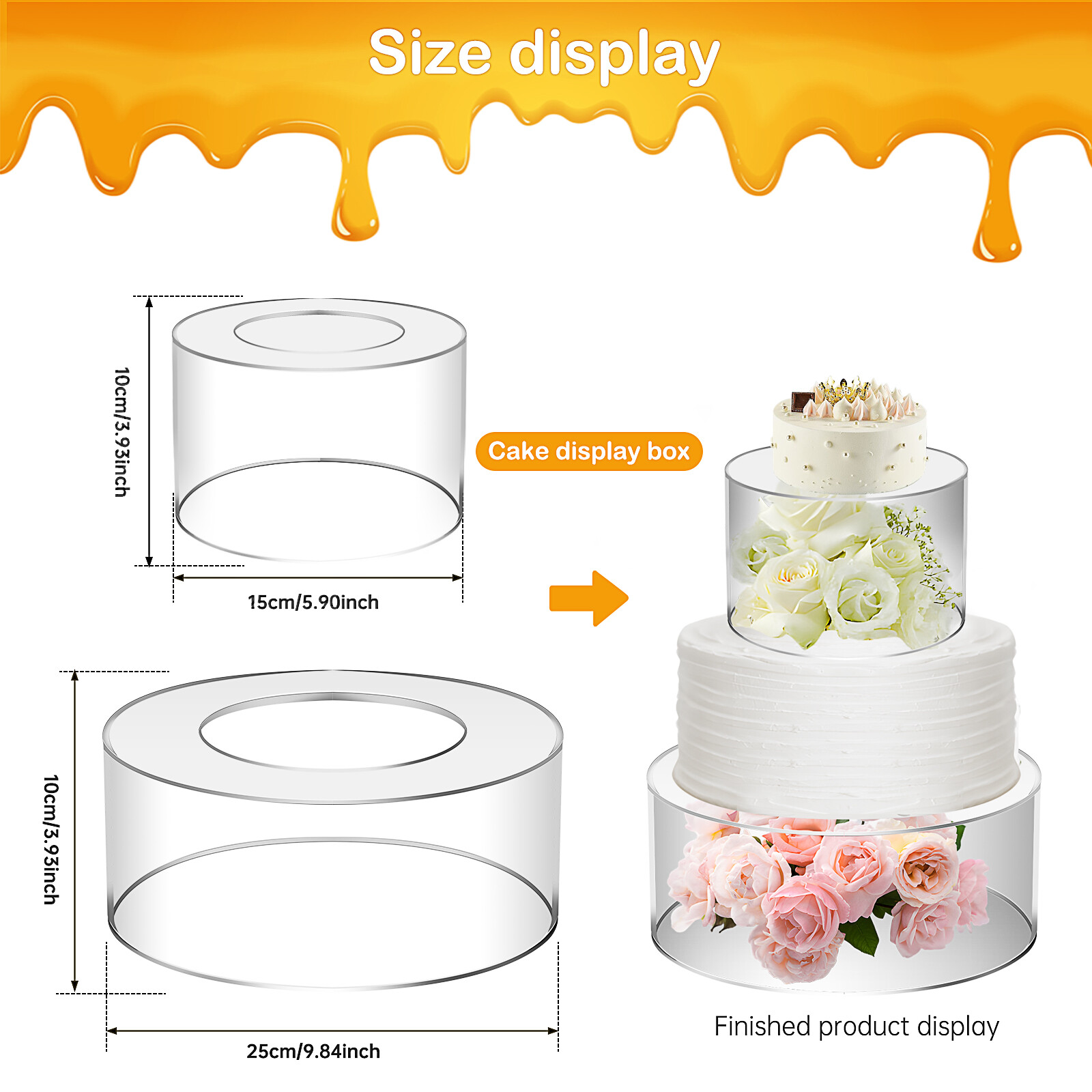 2Pcs Acrylic Cake Stand Fillable Cake Risers Clear Cake Tier Stackable ...