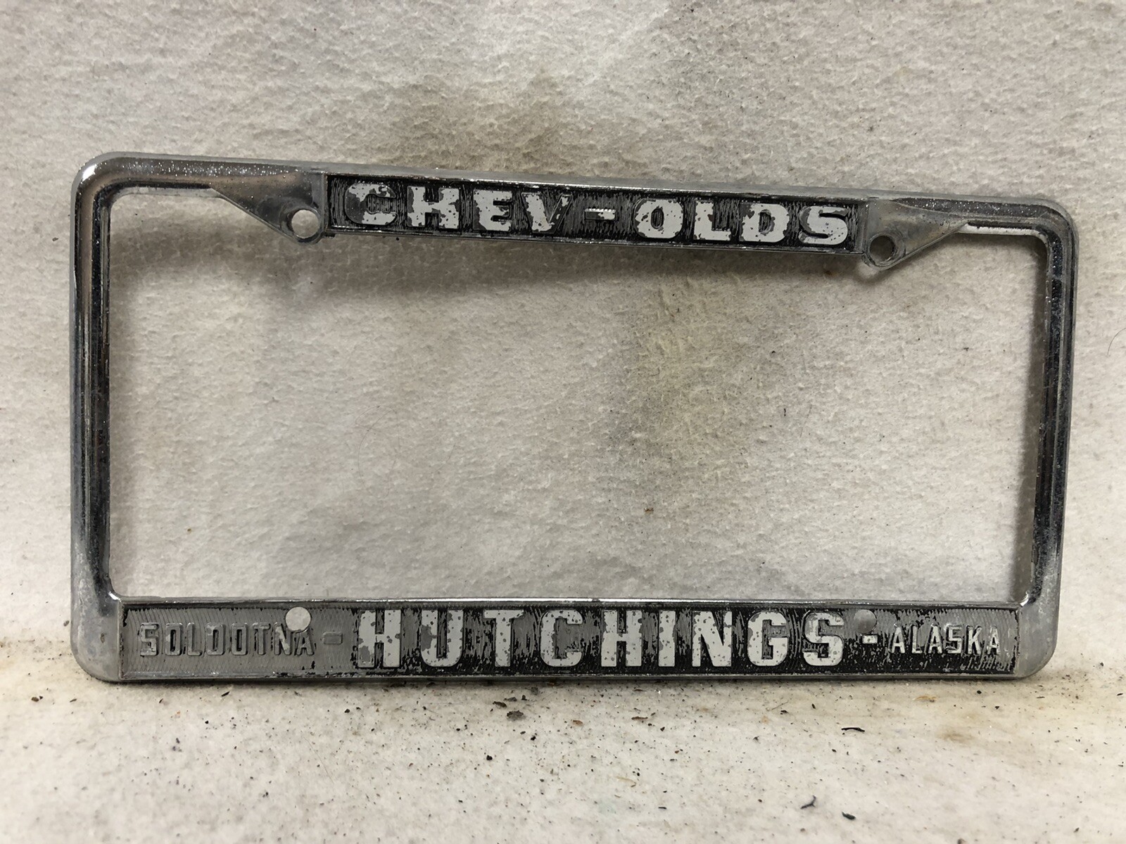 Vintage Hutchins Chevy Olds Alaska License Plate Frame | eBay