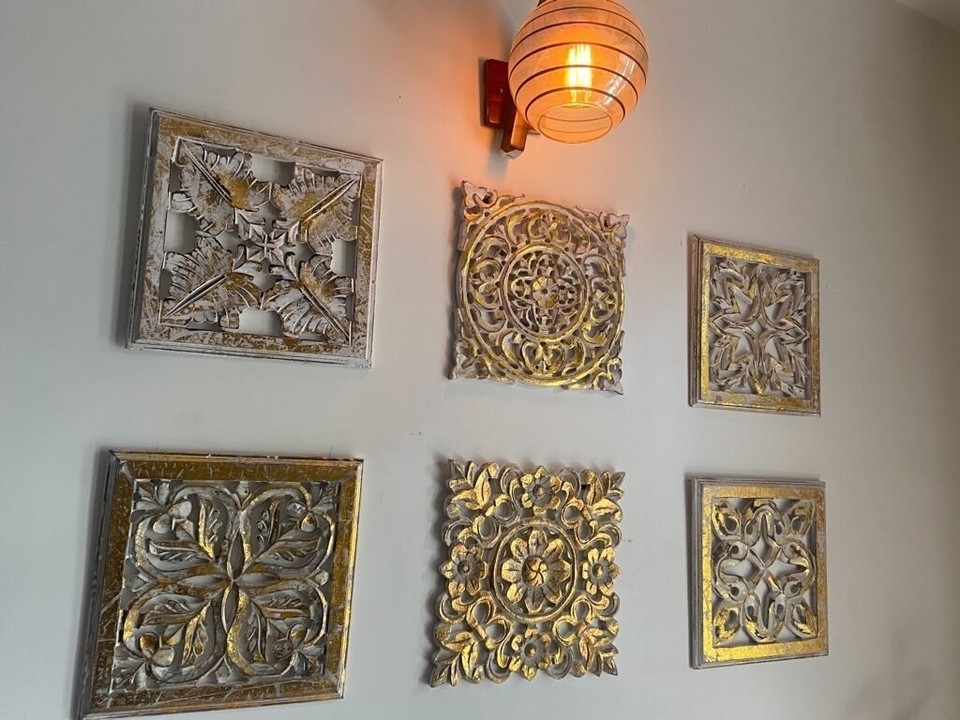 Kraft Mistry Wooden Wall Carving Decor Panel London Gold Set of6 ...