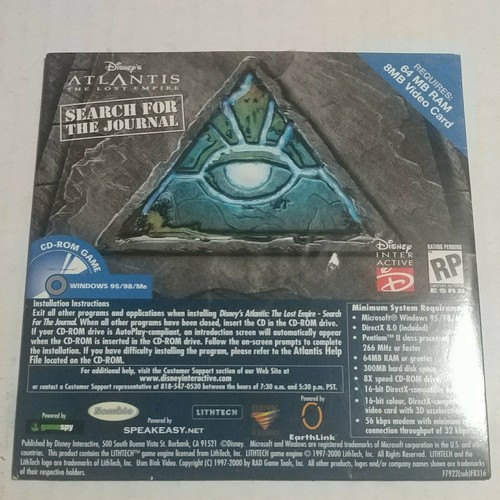 Disney's Atlantis the Lost Empire: Search for the Journal" PC CD-Rom ...