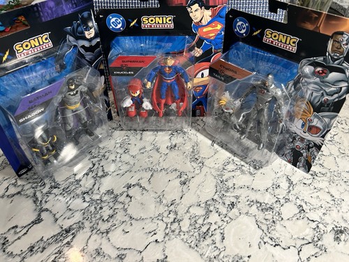 Dc Sonic The Hedgehog Superman/Knuckles Batman/Shadow Cyborg/Tails Set ...