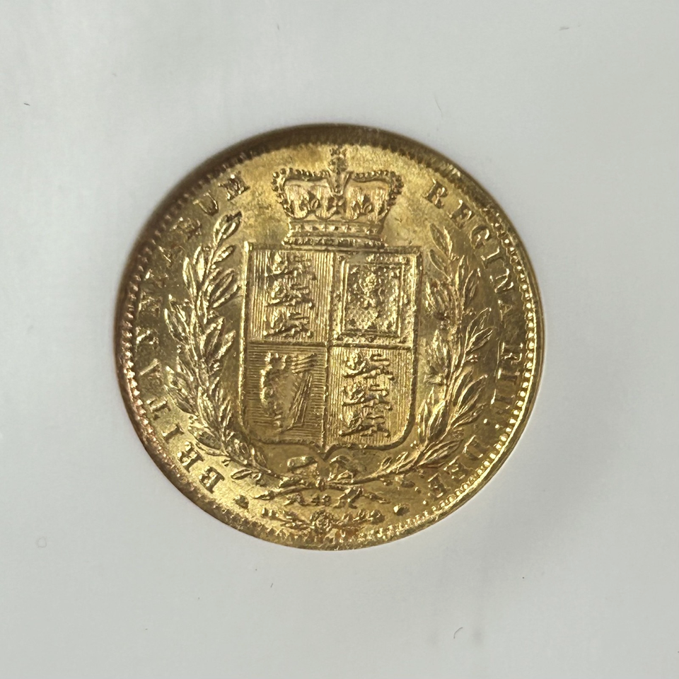 1866 Great Britain Gold Sovereign Douro Treasure NGC AU58 Queen ...