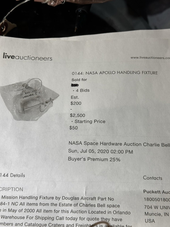 NASA Mission Handling Fixture by Douglas Aircraft Apollo Spacecraft | eBay