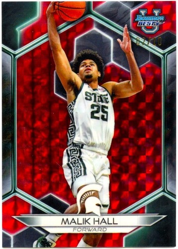 MALIK HALL RC 2023-24 BOWMAN U BEST RED GEOMETRIC ROOKIE SP 2/10 ...