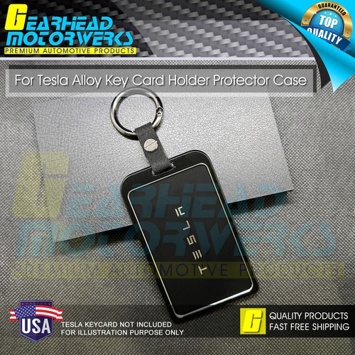 Black Aluminum Key Card Holder & Protector with Key Ring for Tesla ...