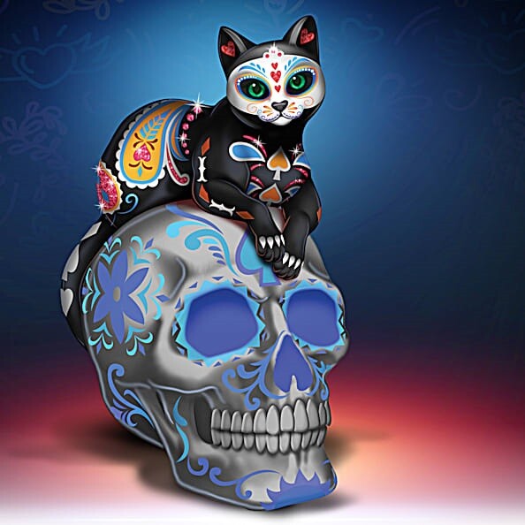 The Hamilton Collection Purr-cious Loving Spirit Sugar Skull Cat ...