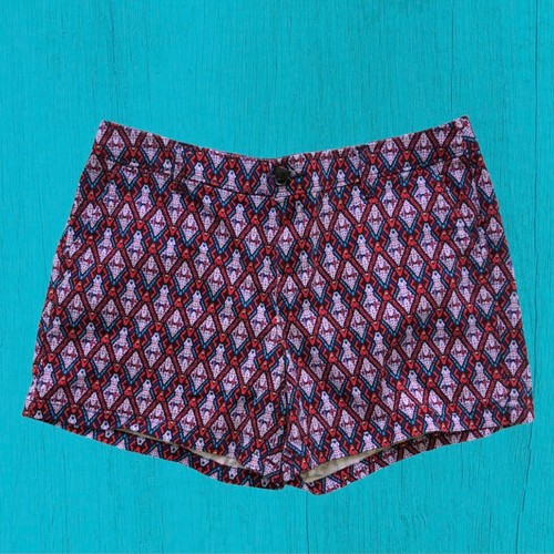 Liz Claiborne Red Pink Turquoise Print Classic Shorts Size 12 | eBay