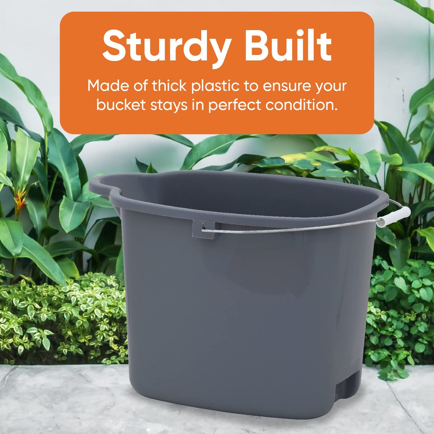 Superio 16L Plastic Bucket w/ Handle & Spout Heavy Duty Gray Cleaning ...