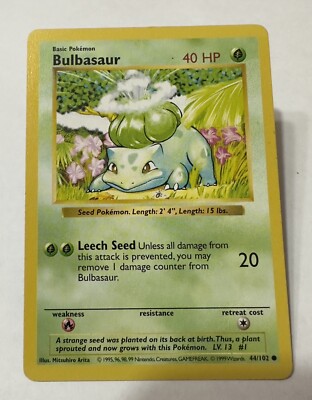 Pokémon TCG Bulbasaur Base Set 44/102 Regular Shadowless Common | eBay