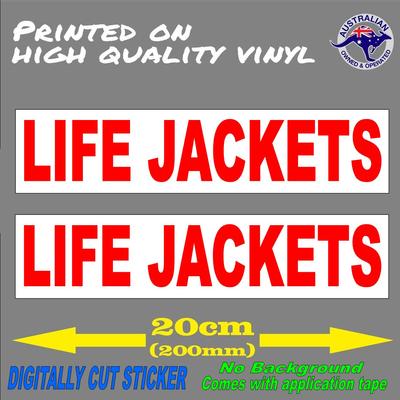 LIFE JACKETS STICKER 200mm decal x 2 | eBay Australia