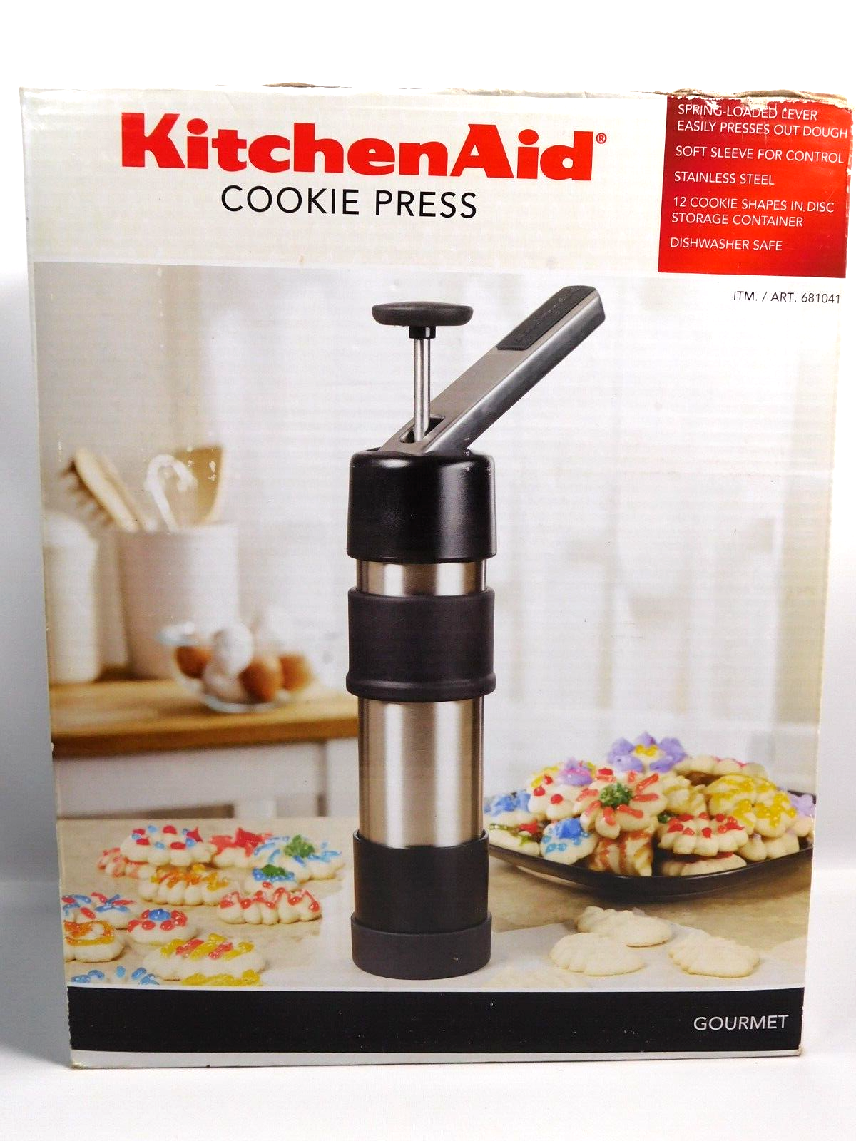 KitchenAid Cookie Press Set 12 Disc Stainless Steel/Black NEW **read ...