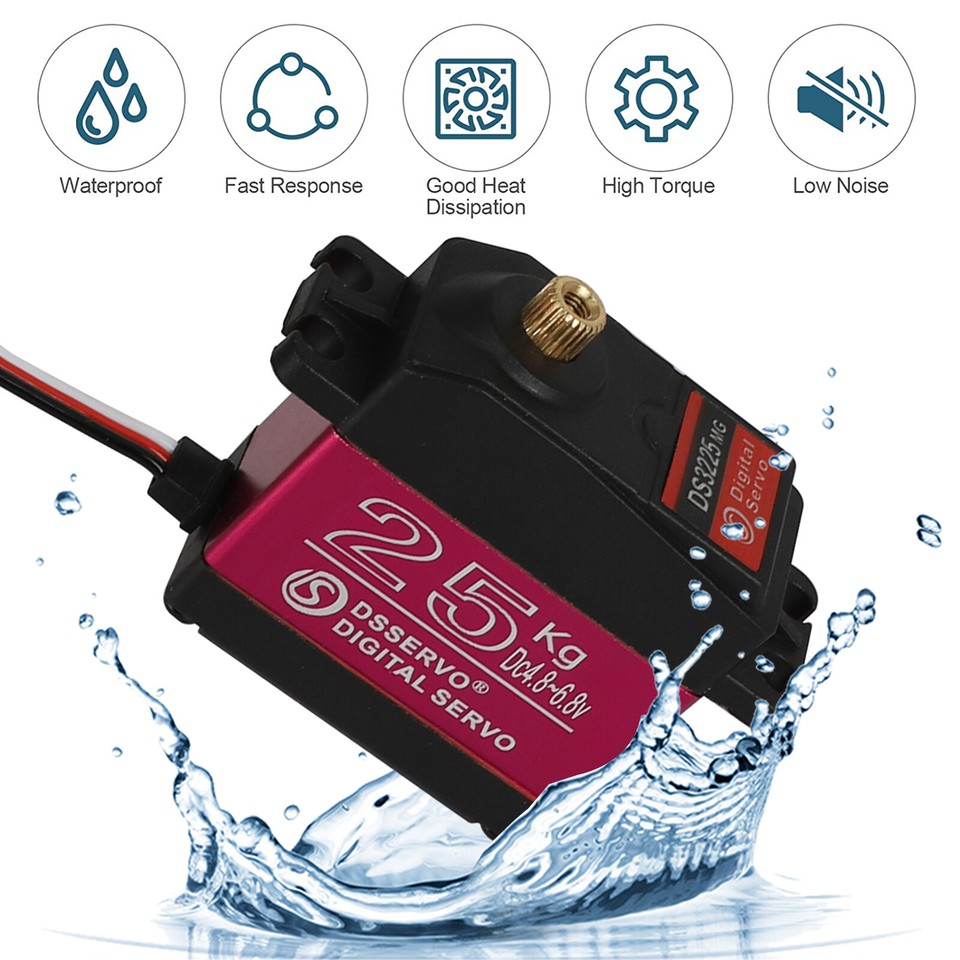 2Pcs 25KG Waterproof Digital Servo Metal Gear High Torque &Speed for RC ...