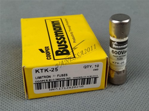 10PCBussmann KTK-25 25Amp Limitron Fast Acting Supplementary Fuse 600V ...