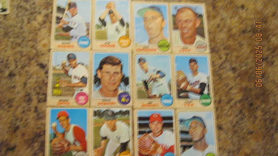 VINTAGE 1968 TOPPS BASEBALL SET STARTER LOT - 81 DIFFERENT CARDS - G/VG ...