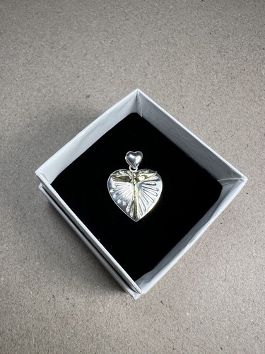 Cute Heart Pendant Winged Angel Charm High Polish Sterling Silver Gold ...
