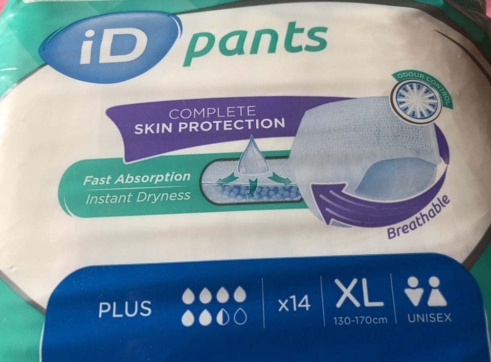 iD Pants Plus Extra Large Packs of 14 Incontinence Pants Pull Up Adult ...