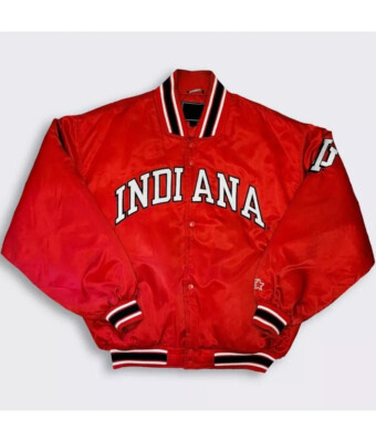 Men’s 90’s Indiana Hoosiers Varsity Jacket - Red Satin Bomber Football ...