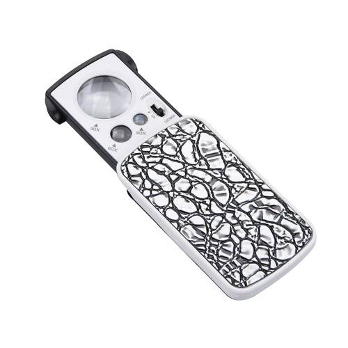 Pocket LED Light Slide-out Jewelry Magnifying Glass Magnifier Loupe 30X ...
