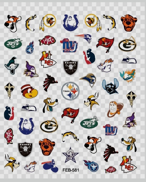 NFL Team Disney Version 5D Jelly Embossed Nail Art Stickers Transfer ...